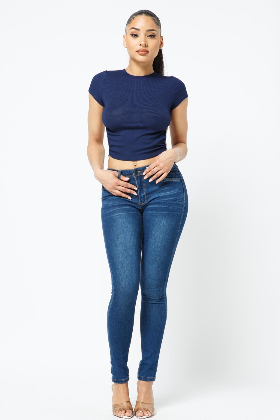 Rib Open Back String Tie Crop Top – The Clozz Store