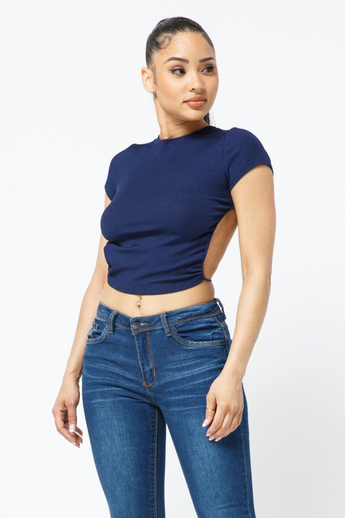 Rib Open Back String Tie Crop Top – The Clozz Store
